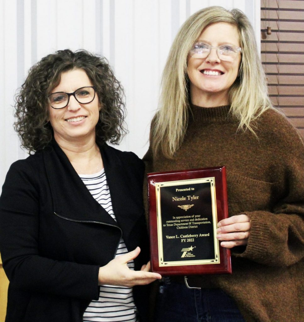 TxDOT honors Nicole Tyler with Vance L. “Huck” Castleberry award – The ...